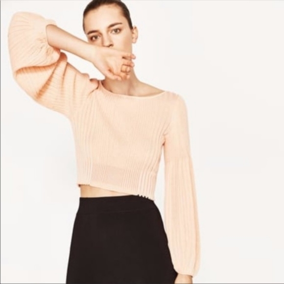 Zara | Tops | Zara Ribbed Top With Puff Sleeves | Poshmark